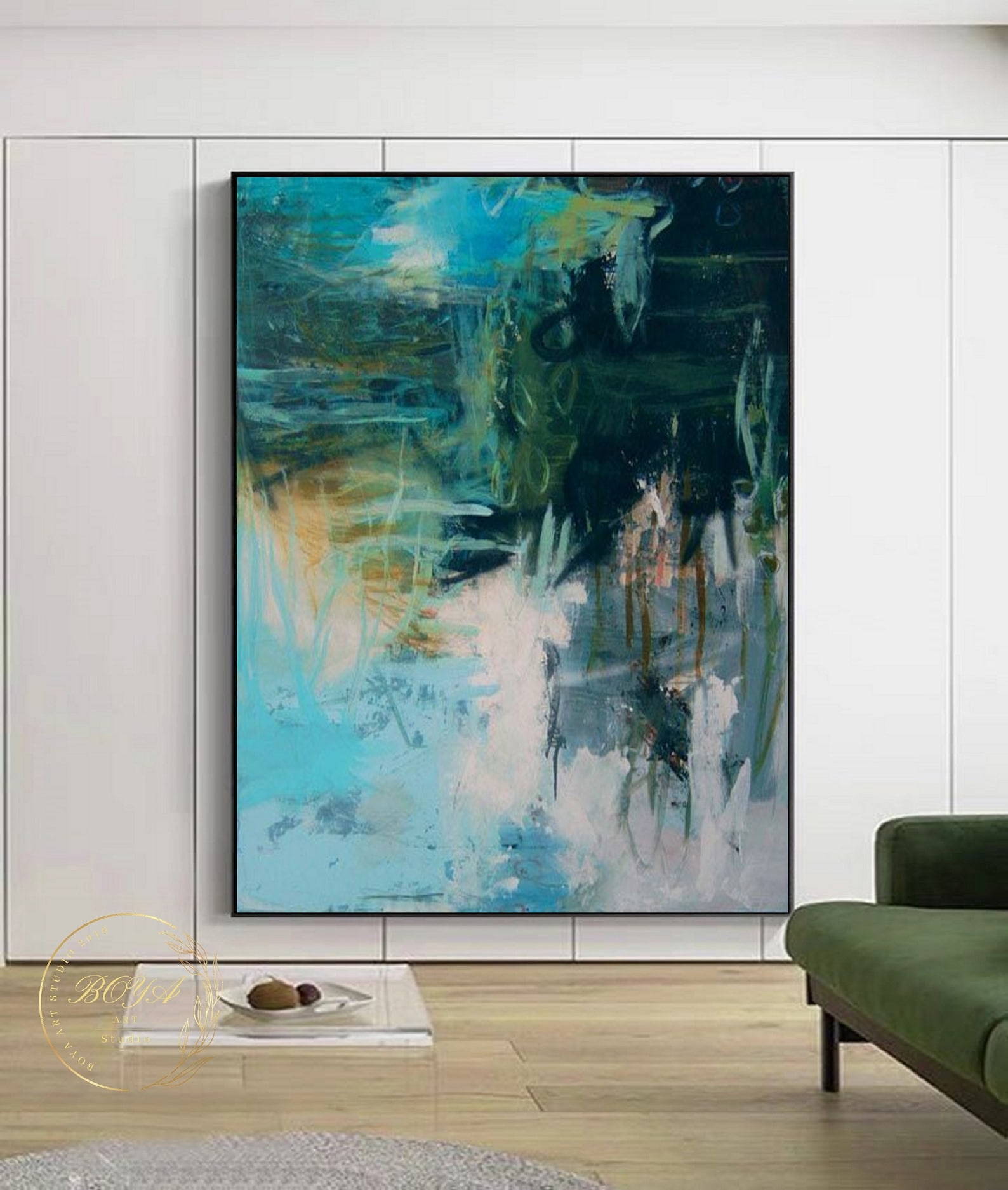 Original Green Painting Leaf Abstract Painting Green Abstract - Etsy