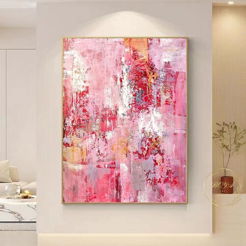 Pink Abstract Art Pink Texture Painting Large Pink Wall Art - Etsy