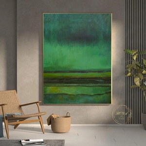 Green Abstract Painting Green Minimalist Painting Large Green Sky ...