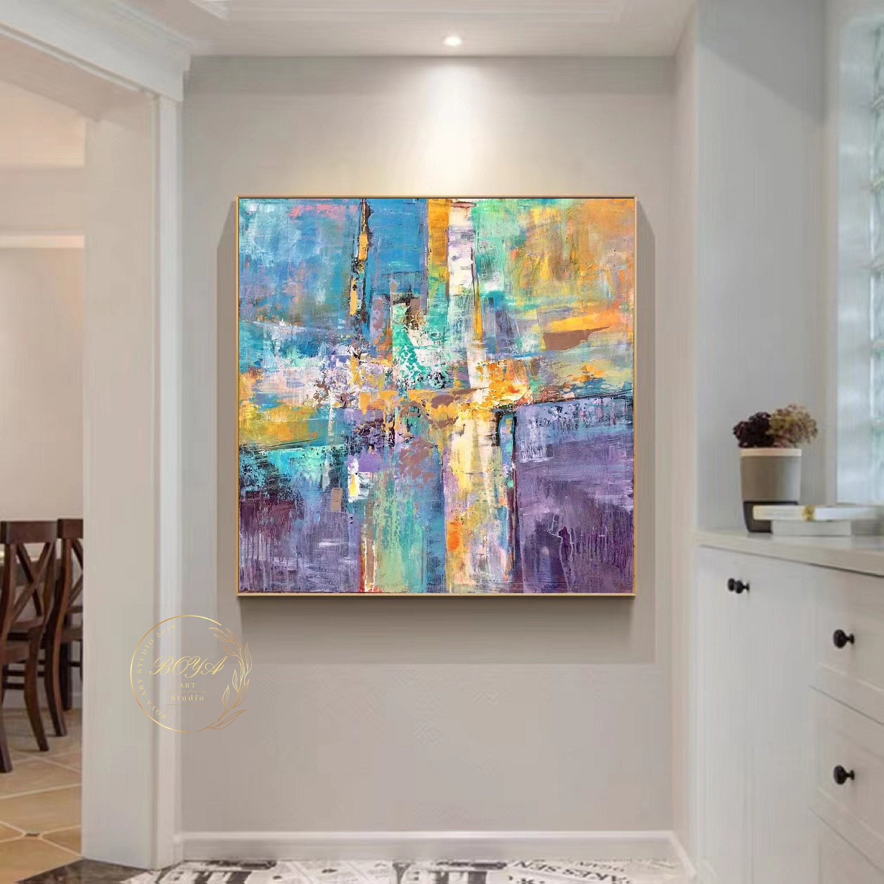 Original Multicolor Abstract Painting Purple Abstract Painting - Etsy