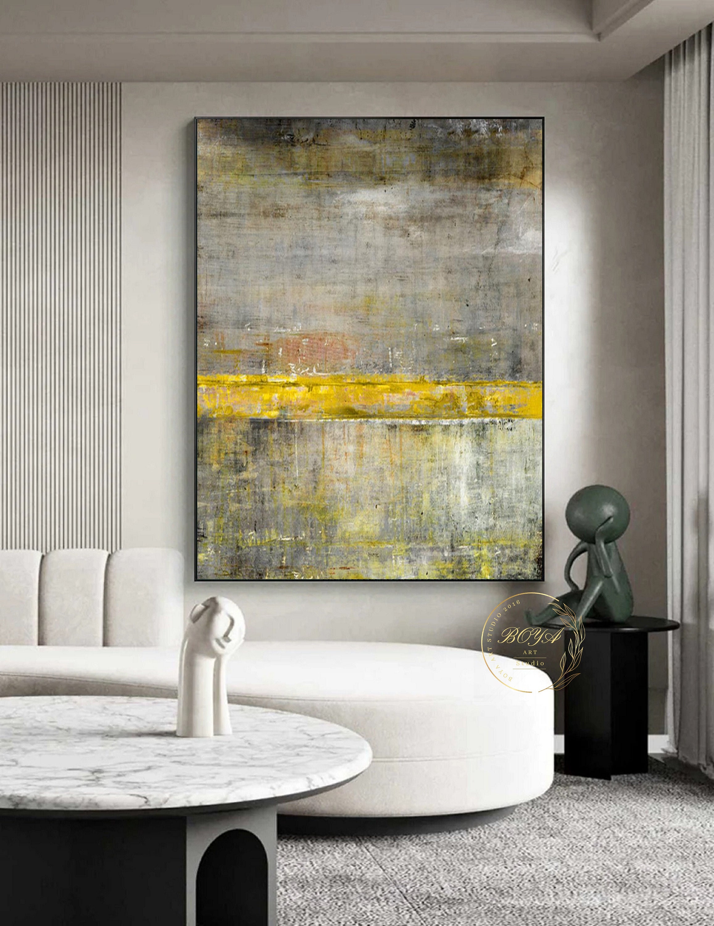 Original Yellow Painting Yellow Minimalism Painting Large - Etsy UK