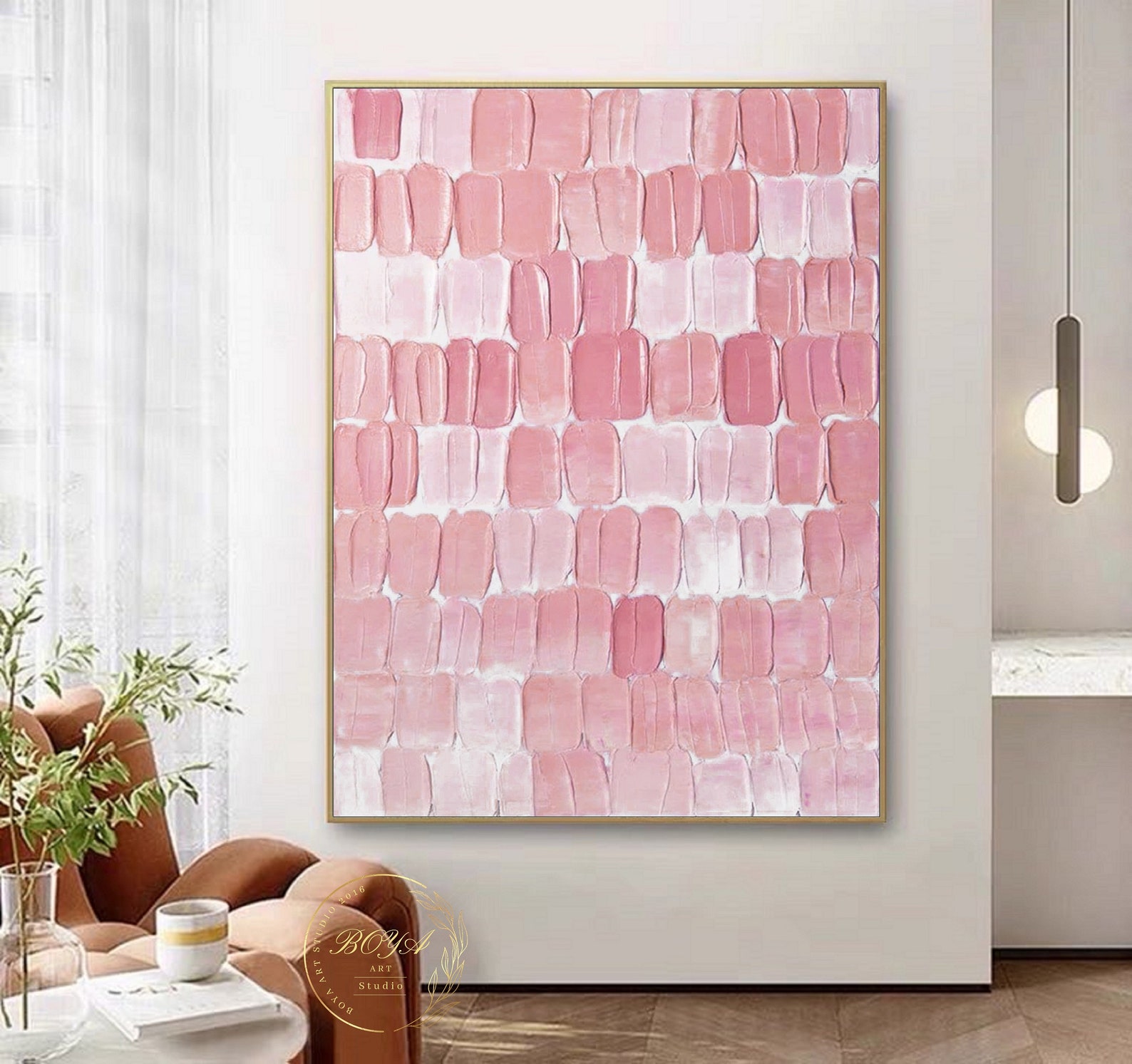 Pink Textured Wall Art Large Pink Painting Pink Abstract Painting Pink ...