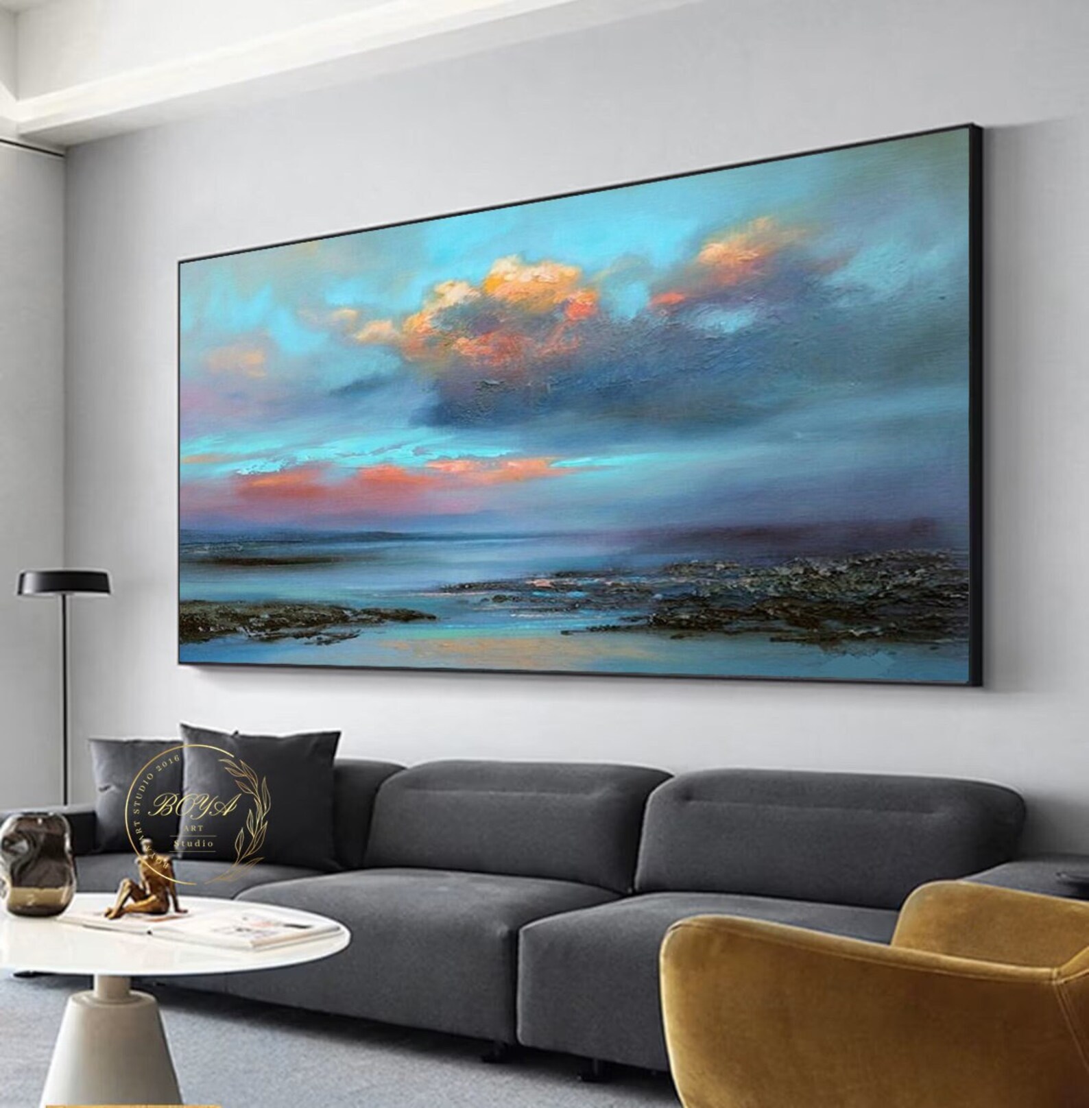 Original Cloud Abstract Painting Orange Cloud Painting Large - Etsy