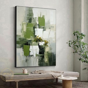 Original Green Abstract Art Modern Green Texture Painting Large Green ...