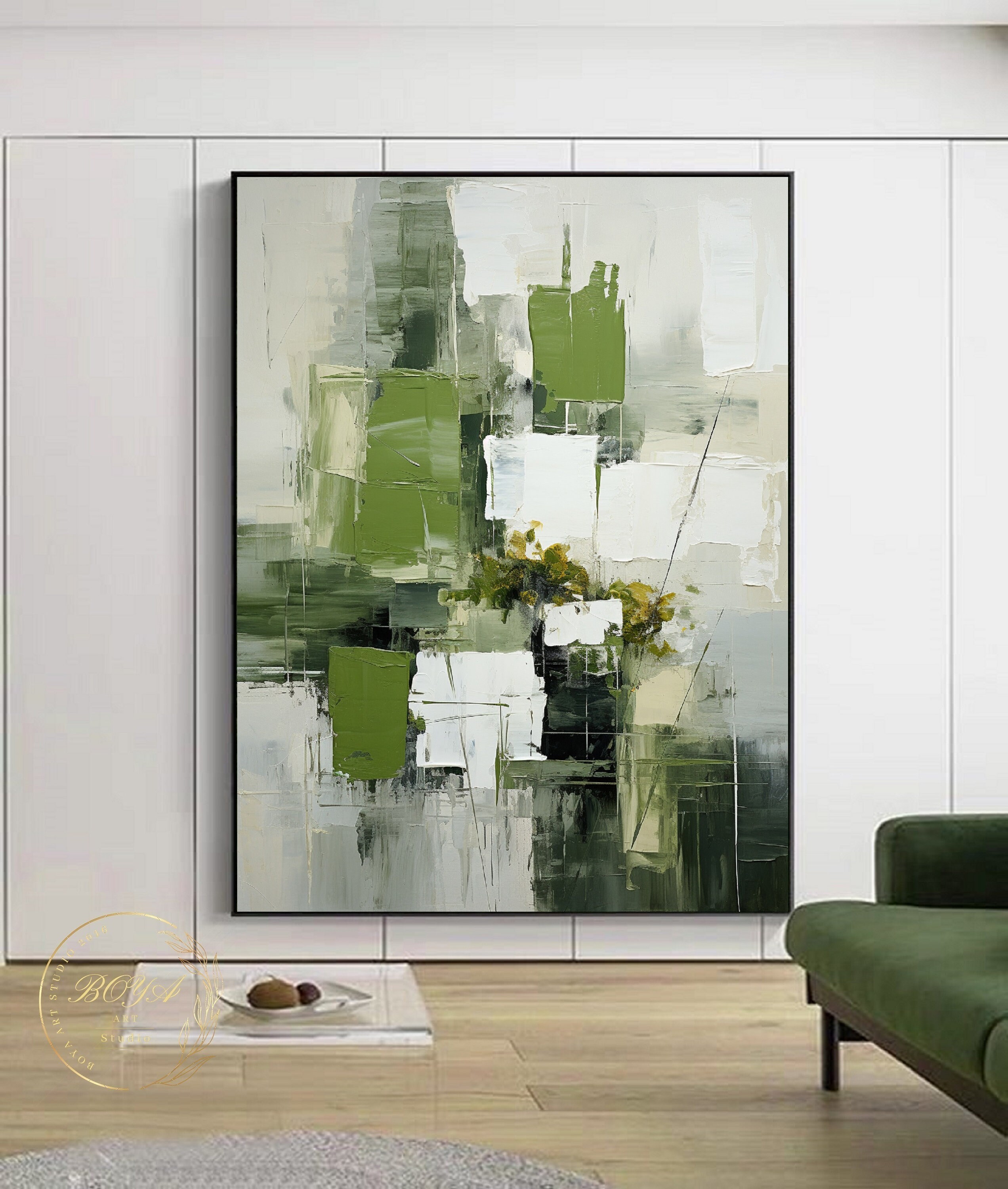 Original Green Abstract Art Modern Green Texture Painting Large Green ...