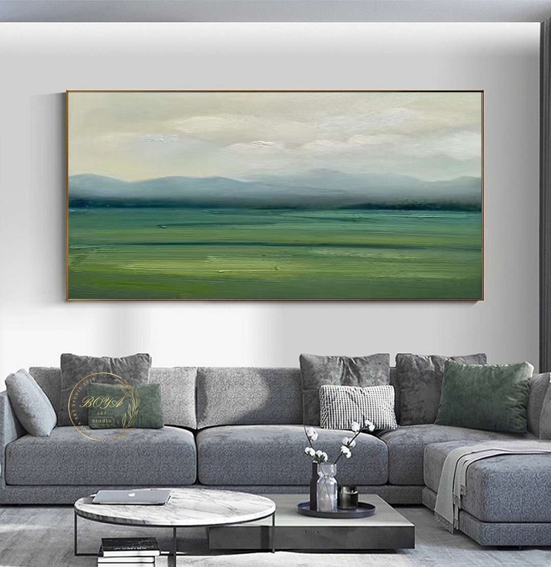 Large Green Landscape Painting Green Abstract Art Green Wall Painting ...