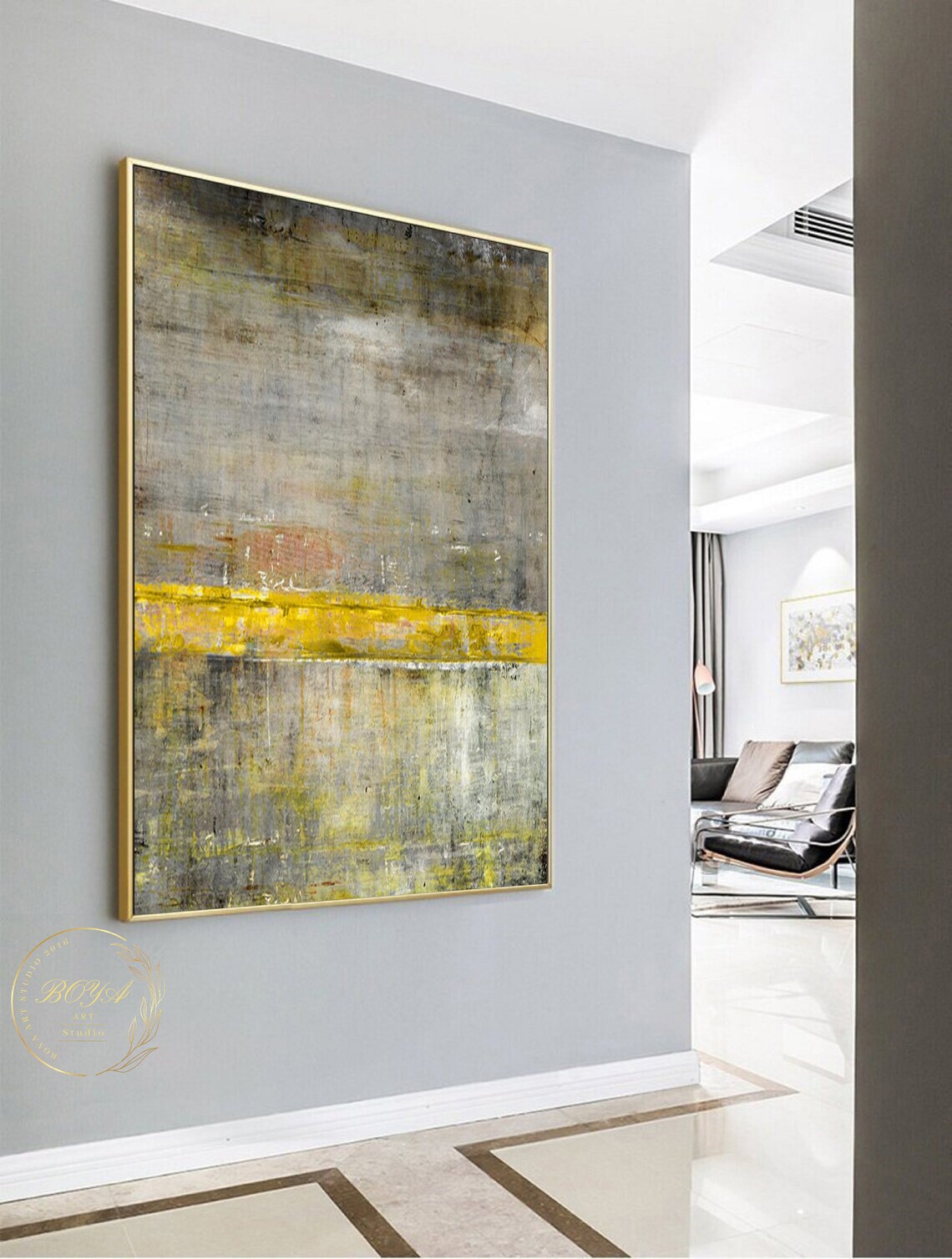 Original Yellow Painting Yellow Minimalism Painting Large - Etsy