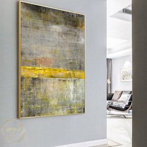 Original Yellow Painting Yellow Minimalism Painting Large Yellow ...