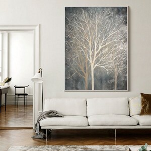 Large Tree Abstract Painting Beige Tree Wall Art Original Tree Abstract ...