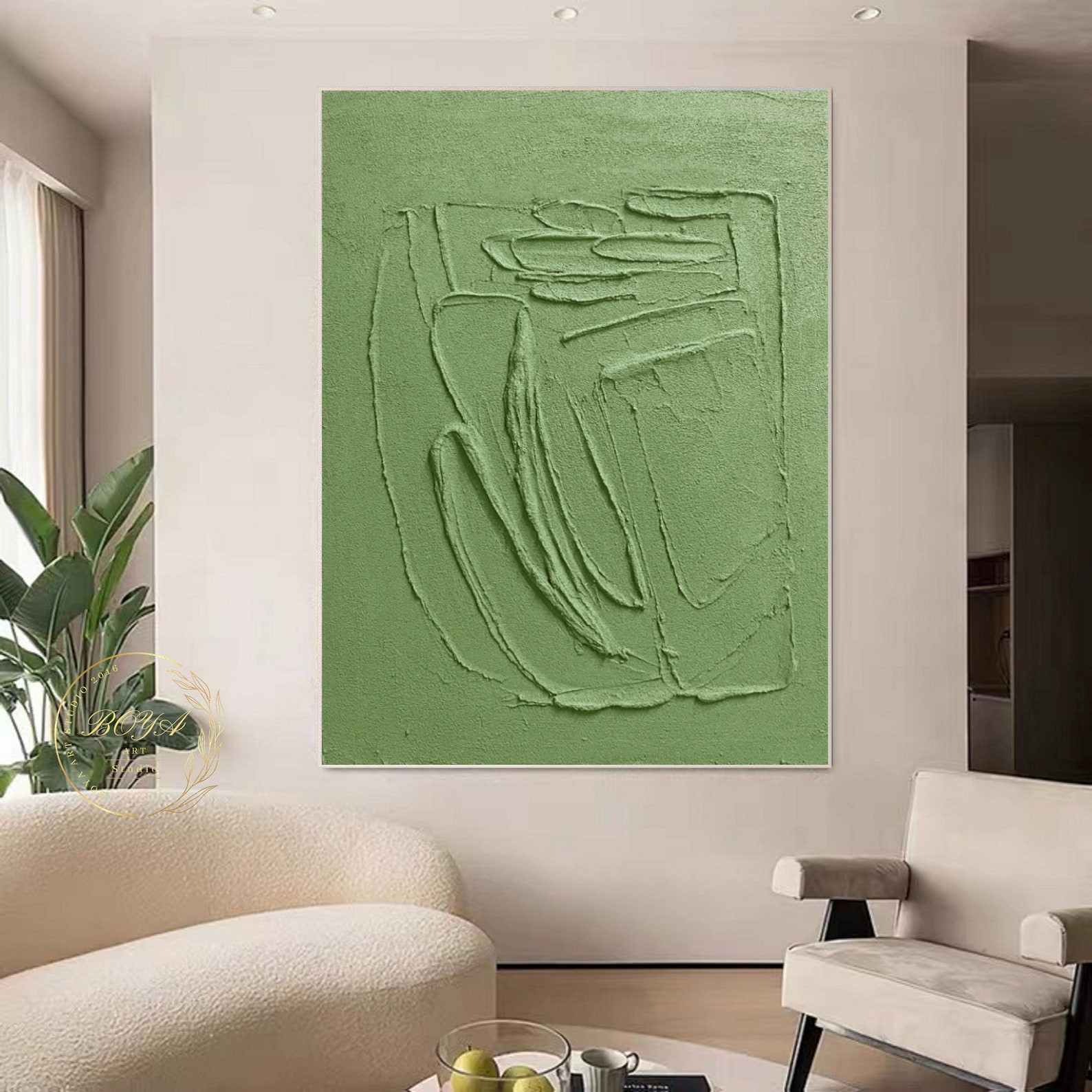 Original Green Texture Painting Green Minimalist Wall Art - Etsy