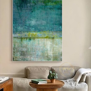 Large Green Oil Painting Original Green Canvas Painting Green ...