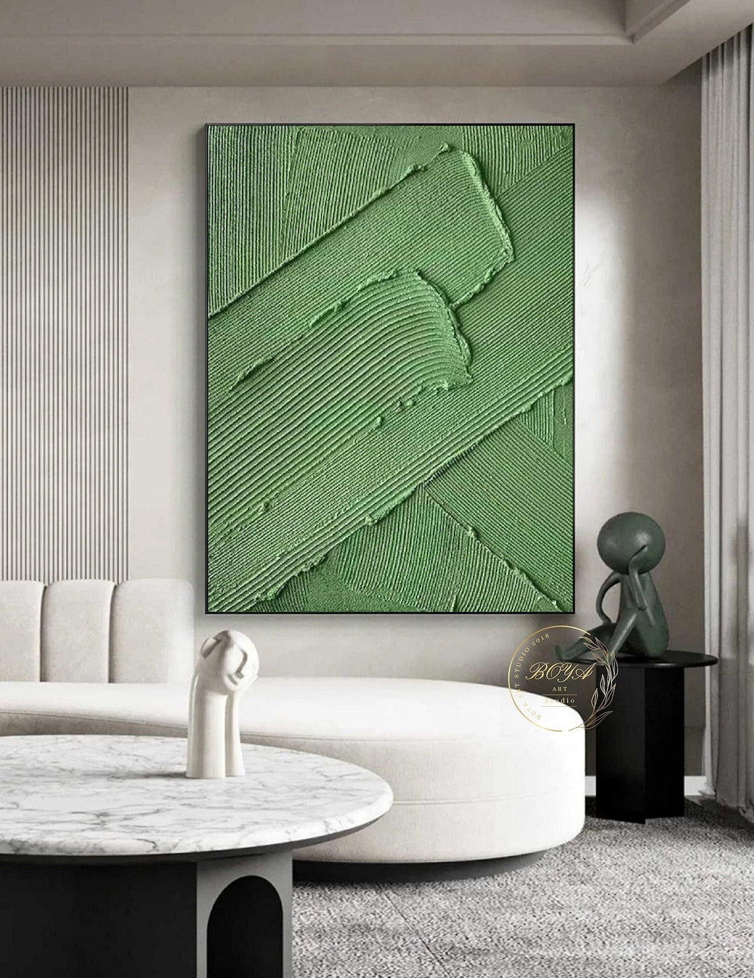 Green Minimalist Painting Green Textured Art Green Abstract Oil ...
