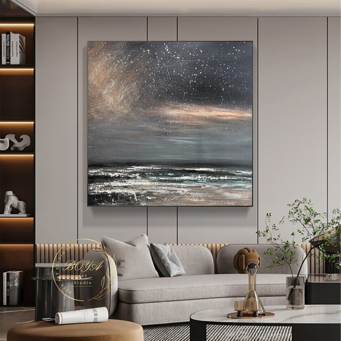 Original Abstract Painting Large Sky Painting Starry Sky Painting Sea ...