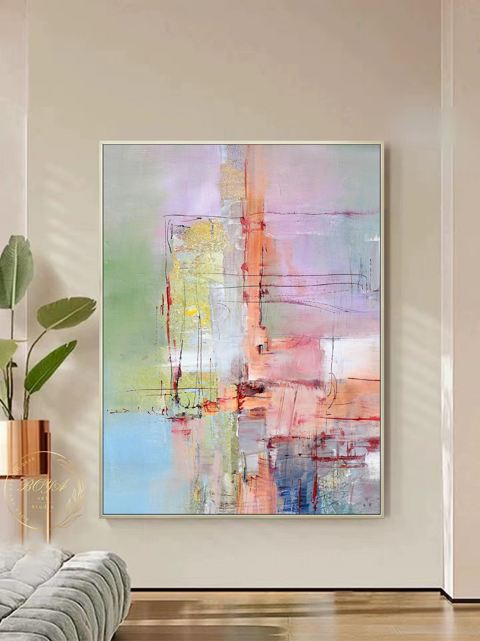 Large Colorful Abstract Painting Rainbow Abstract Painting - Etsy