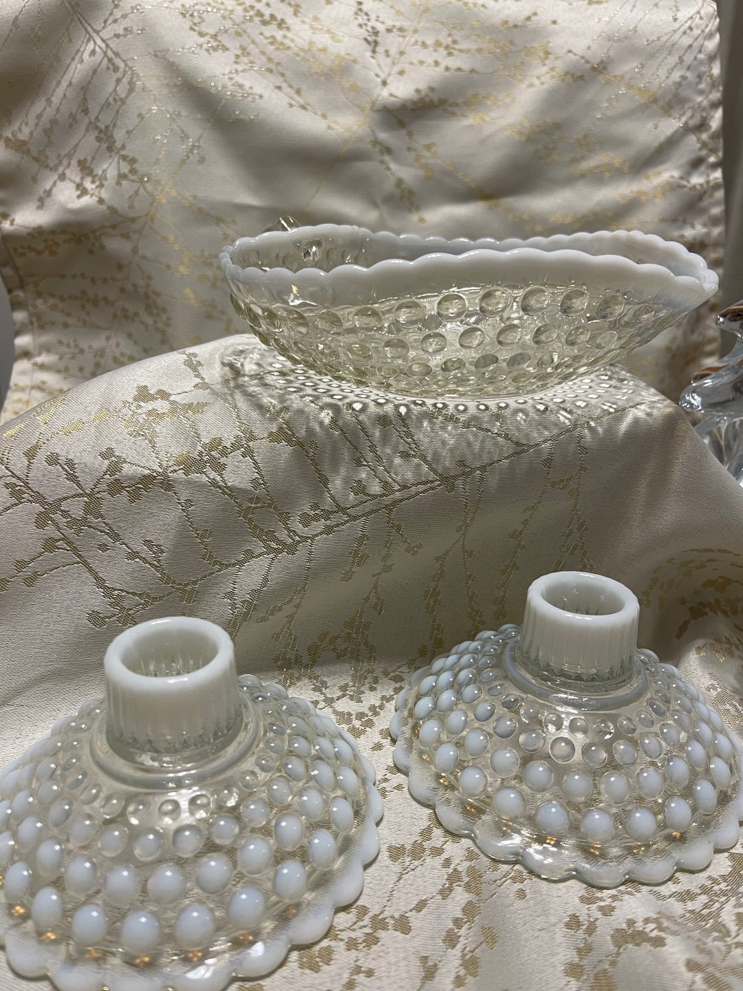 Fenton Hobnail Moonstone Glass Set - Etsy