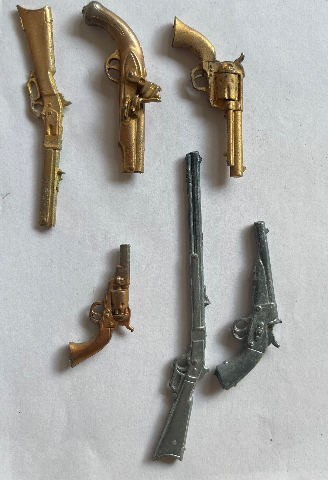 Vintage Pewter Brass Tone Cast Metal Rifle and Gun Replicas . See ...