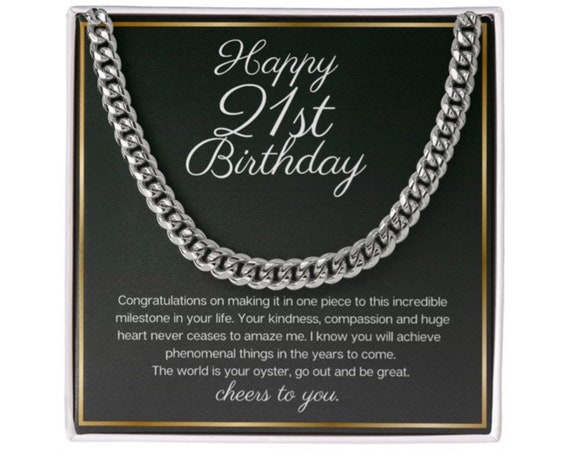 21st Birthday Cuban Link Chain Necklace for Him Message Card - Etsy