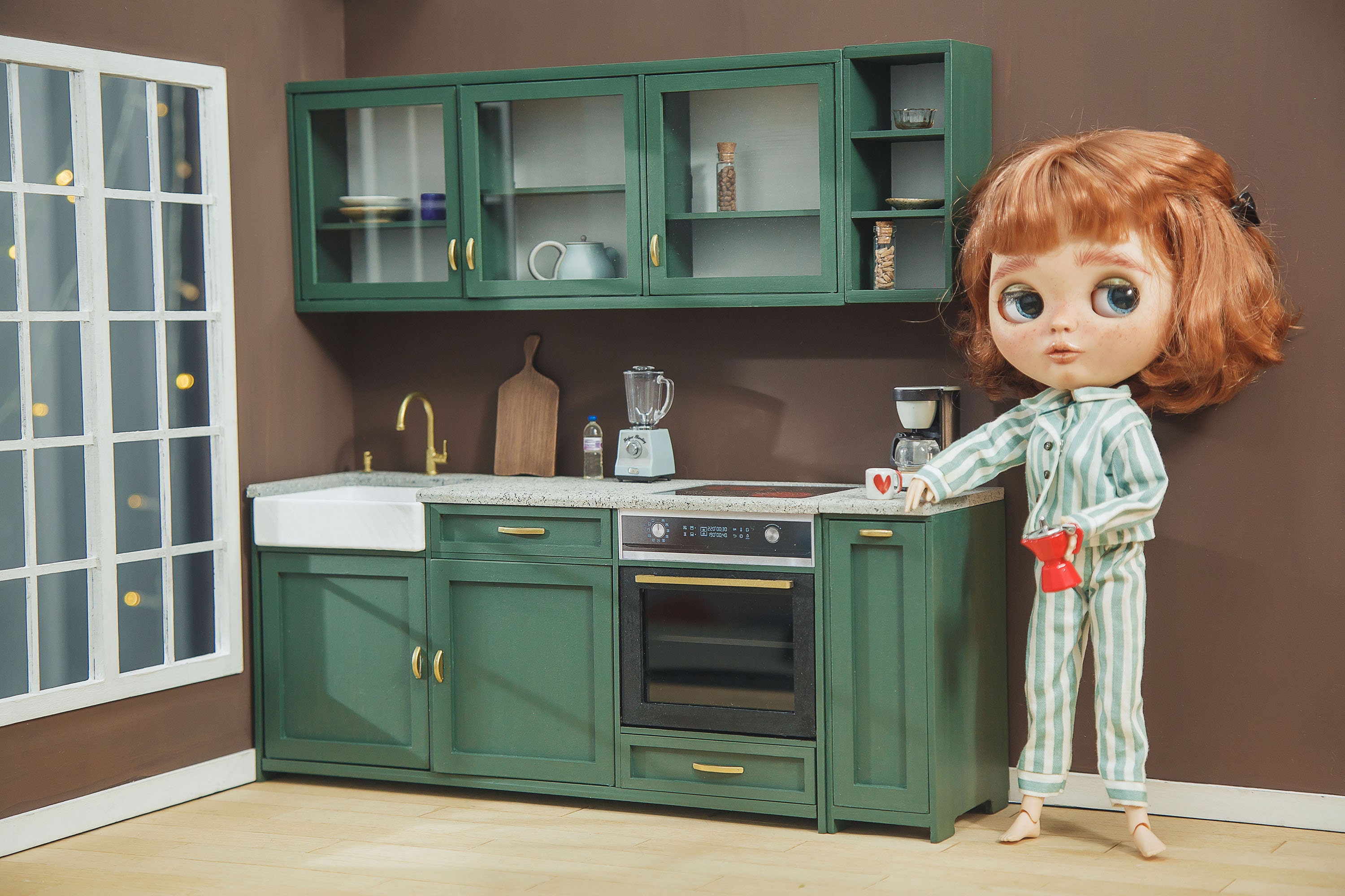 1 6 Scale Kitchen Furniture Set for Popular 12 Inch Dolls. Sink Stove. Realistic Miniature Modern Cabinets for Roombox Dollhouse Diorama Etsy