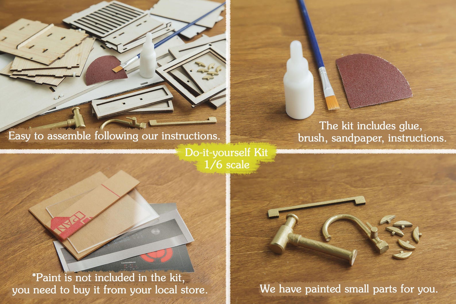 DIY Kit Unpainted 1/6 Scale Kitchen Cabinet for Popular Dolls 12 Inch ...