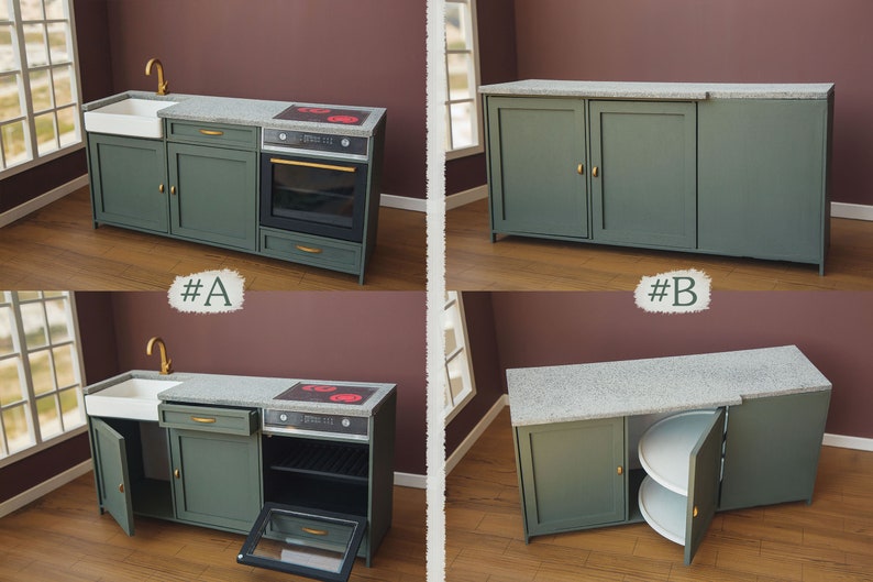 DIY Kit Unpainted 1/6 Scale Kitchen Cabinet for Popular Dolls 12 Inch ...