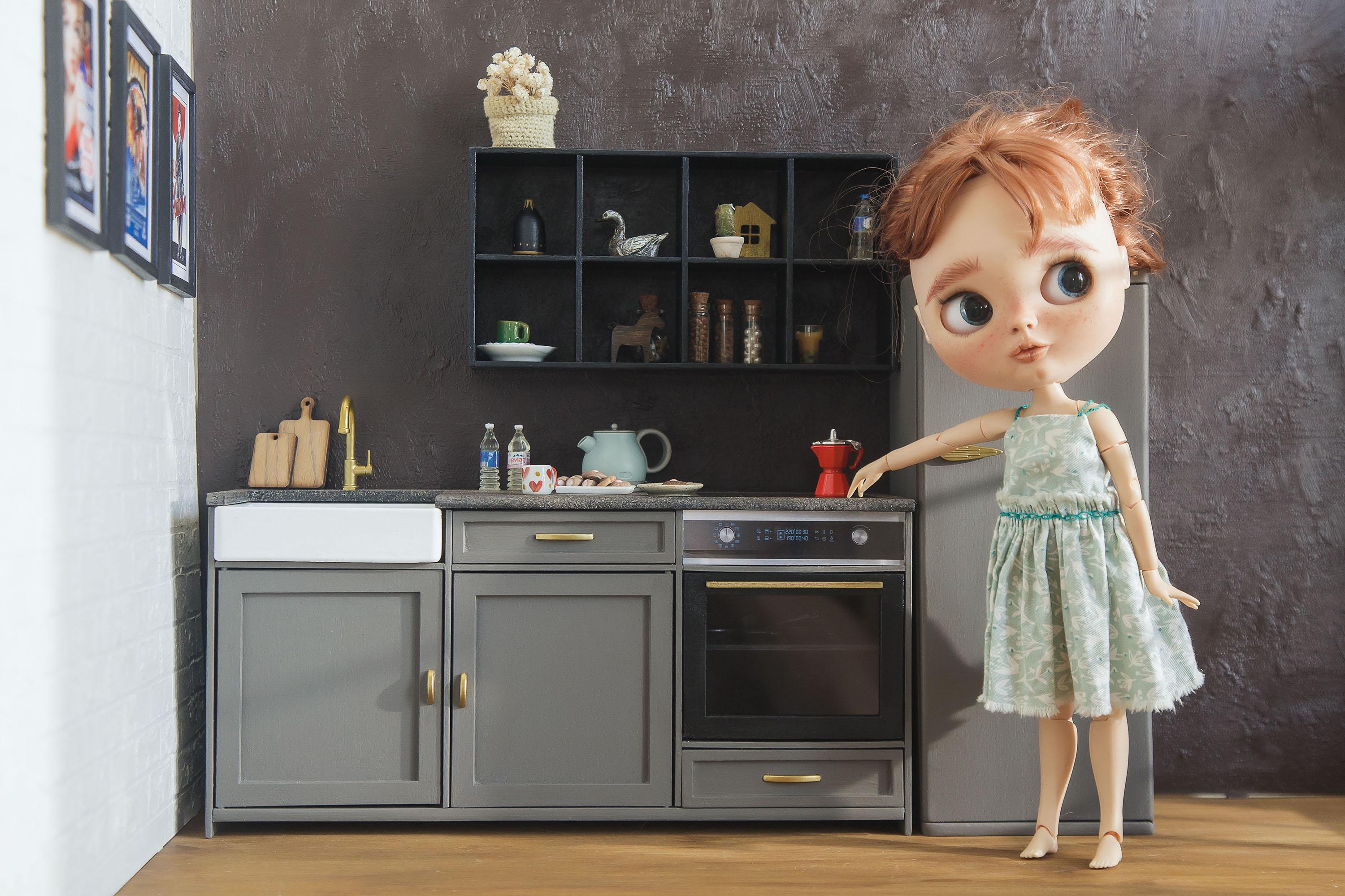 1/6 Scale Kitchen Furniture Set for Popular 12 Inch Dolls. Sink Fridge ...