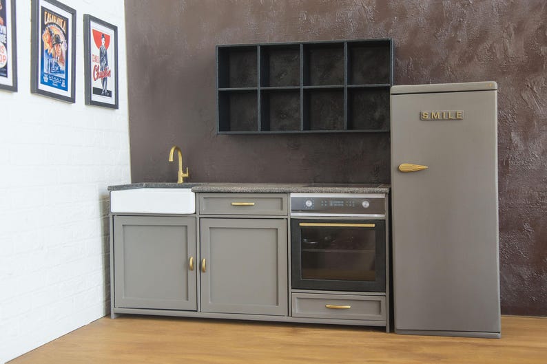 1/6 Scale Kitchen Furniture Set for Popular 12 Inch Dolls. Sink Fridge ...