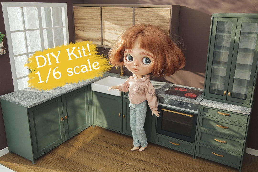 DIY Kit Unpainted 1/6 Scale Kitchen Cabinet for Popular Dolls 12 Inch ...