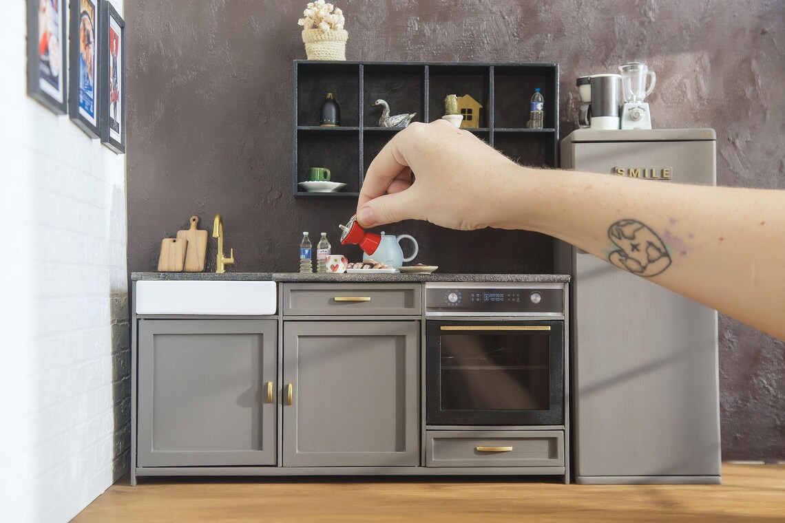 1/6 Scale Kitchen Furniture Set for Popular 12 Inch Dolls. Sink Fridge ...