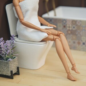1/6 Scale Miniature Modern Toilet for Popular Fashion Dolls 11- 12 Inch ...