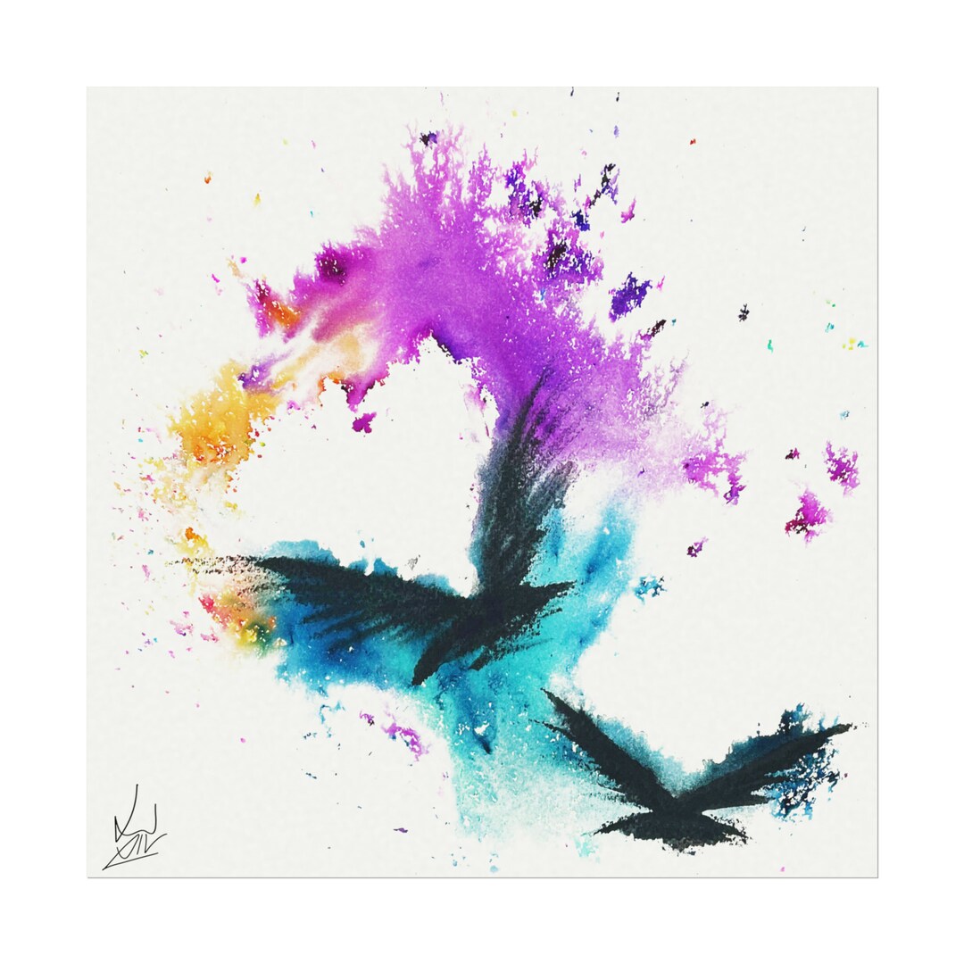 Flying Pair - Watercolor Live Performance Piece - Textured Watercolor ...