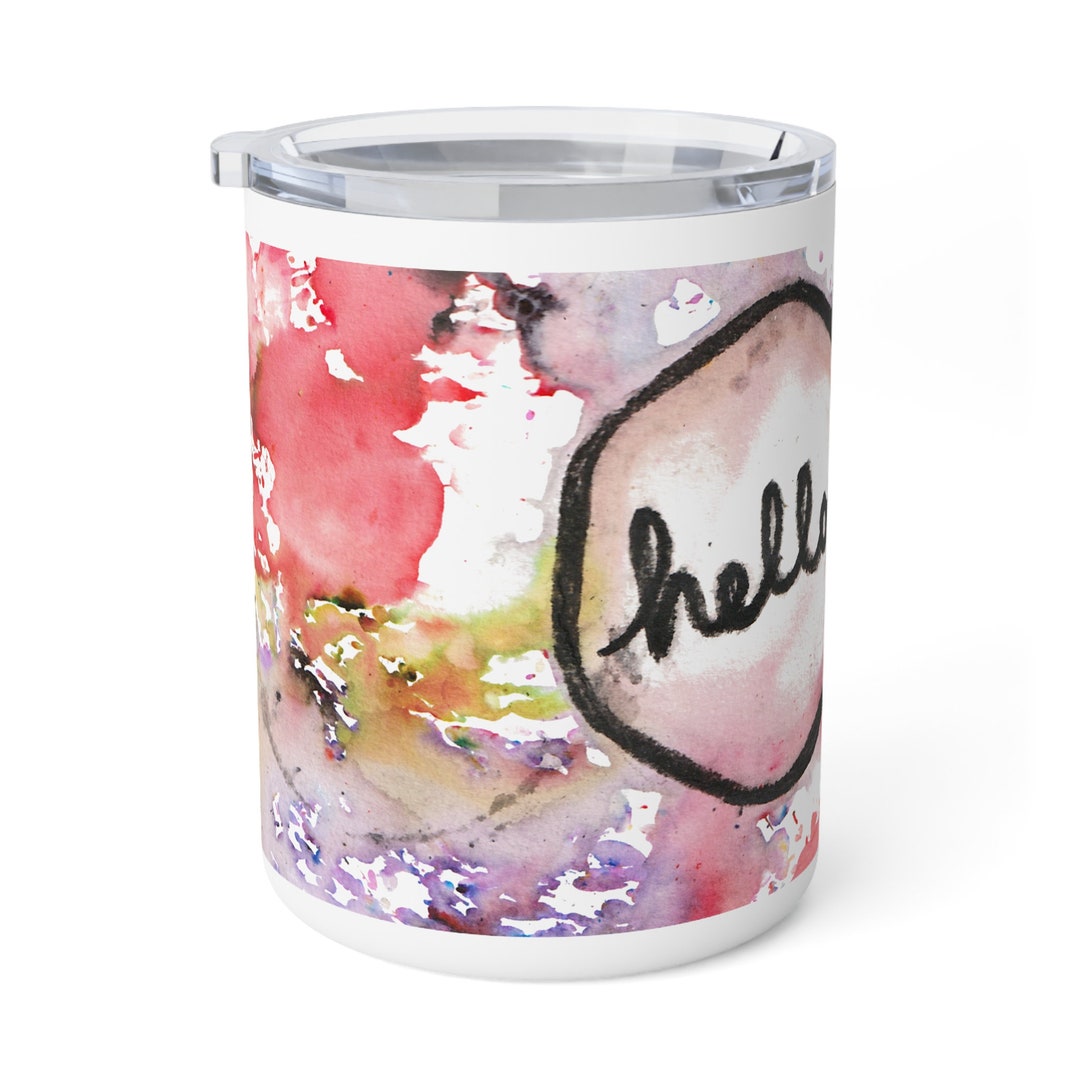 Hello - Watercolor Bar Glass Encounter - Insulated Coffee Mug, 10oz - Etsy
