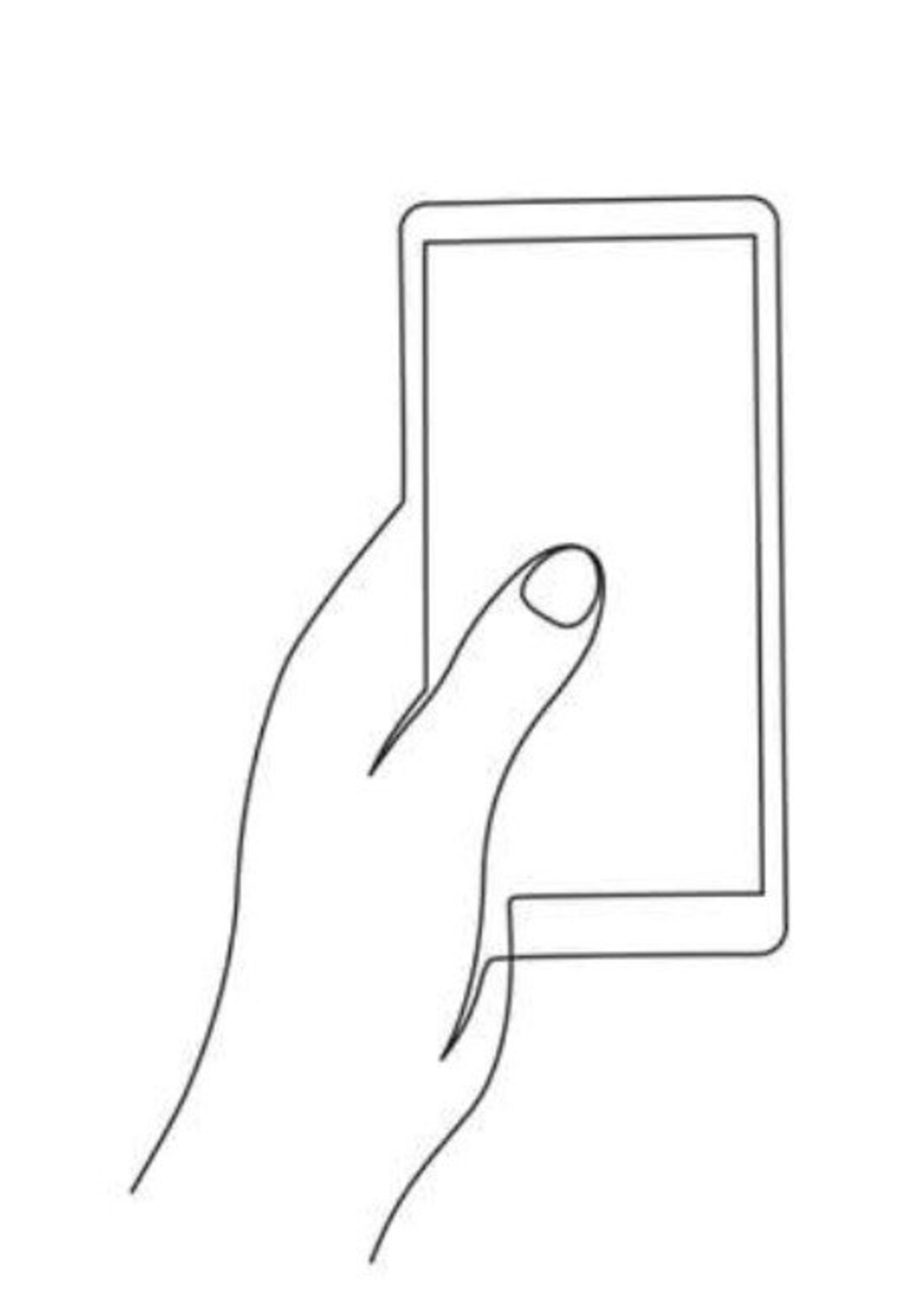 Hand Holding Smartphone One Line Art, Continuous Contour. Mobile Device ...