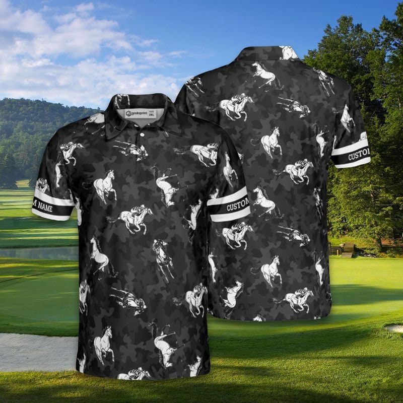 Custom Name Riding Horses Polo Shirt