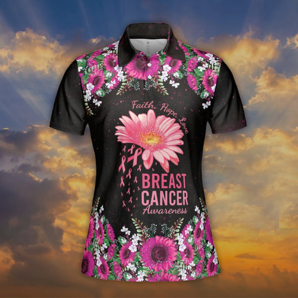 Breast Cancer Awareness Pink Sunflowers Breast Cancer Fighters Polo