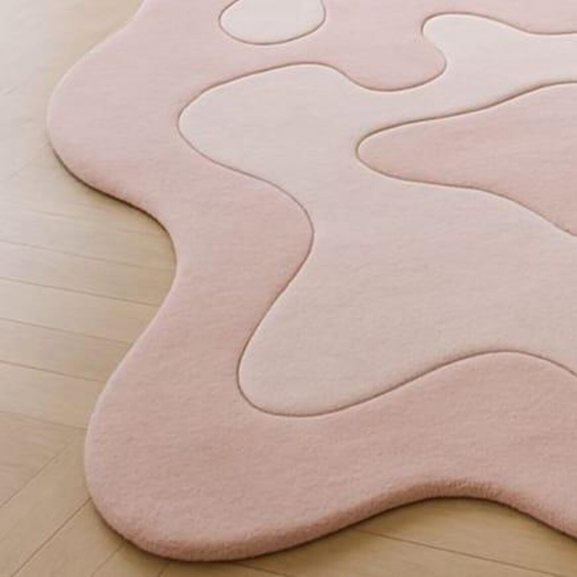Modern Amoeba Shape Pink Rug – Irregular Handmade Tufted Carpet, Soft ...