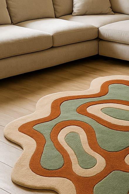 Earth Tone Abstract Rug – Handmade Irregular Shaped Tufted Carpet ...