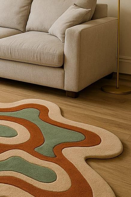 Earth Tone Abstract Rug – Handmade Irregular Shaped Tufted Carpet ...