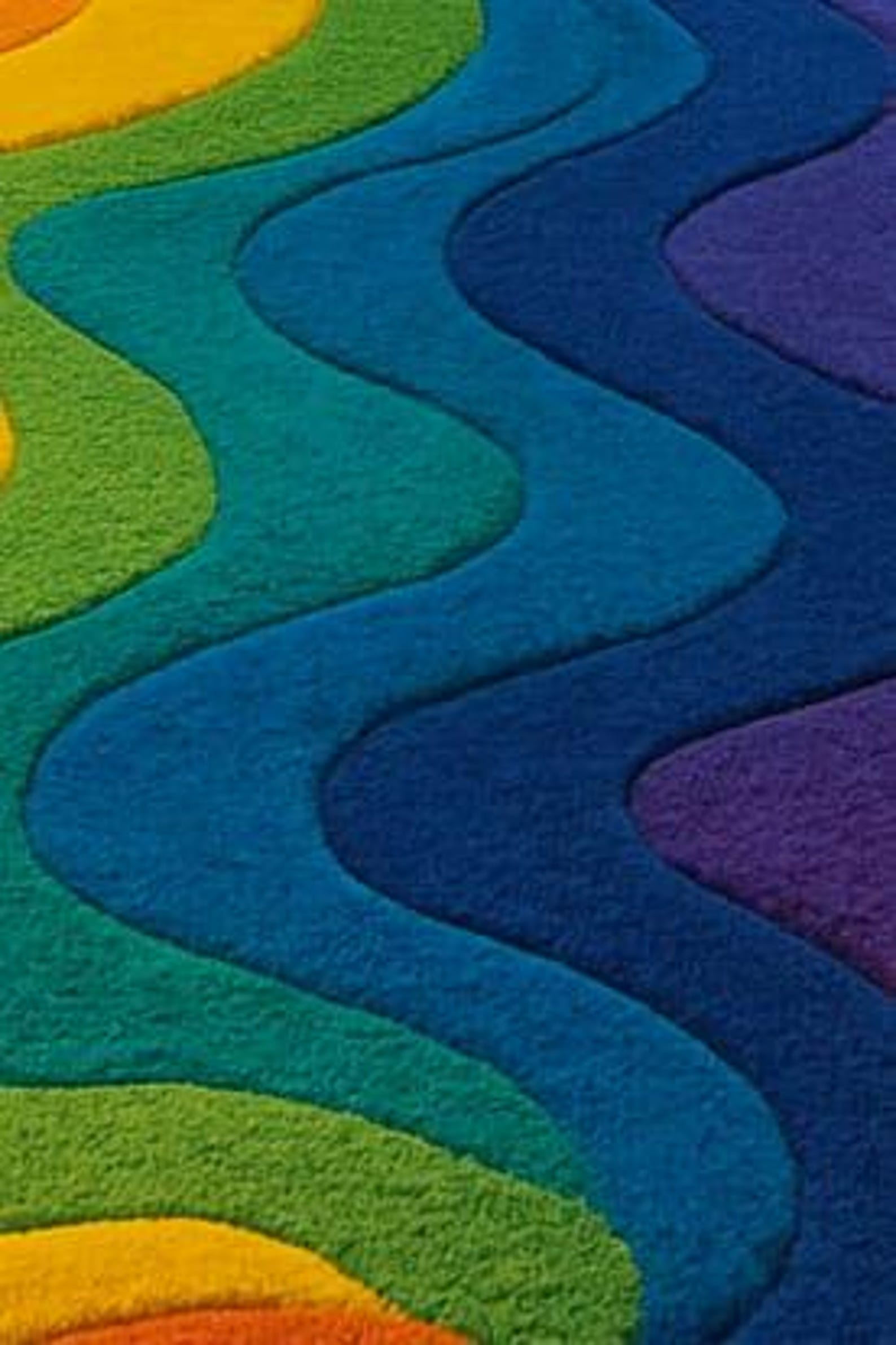 Rainbow Wavy Rug – Colorful Irregular Tufted Carpet, Bold Artistic ...