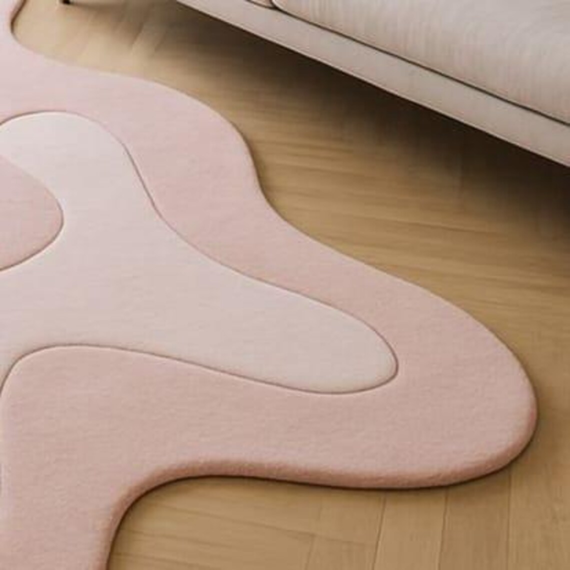 Modern Amoeba Shape Pink Rug – Irregular Handmade Tufted Carpet, Soft ...