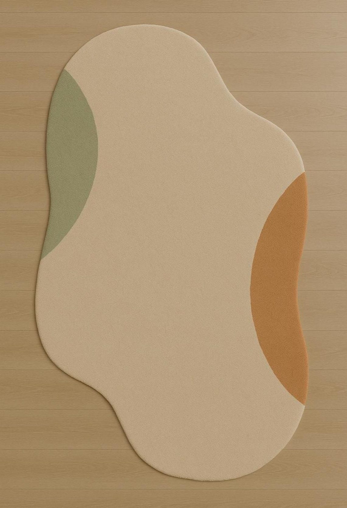 Handmade Tufted Wool Rug, Beige Amoeba Shape, Abstract Rug - Etsy