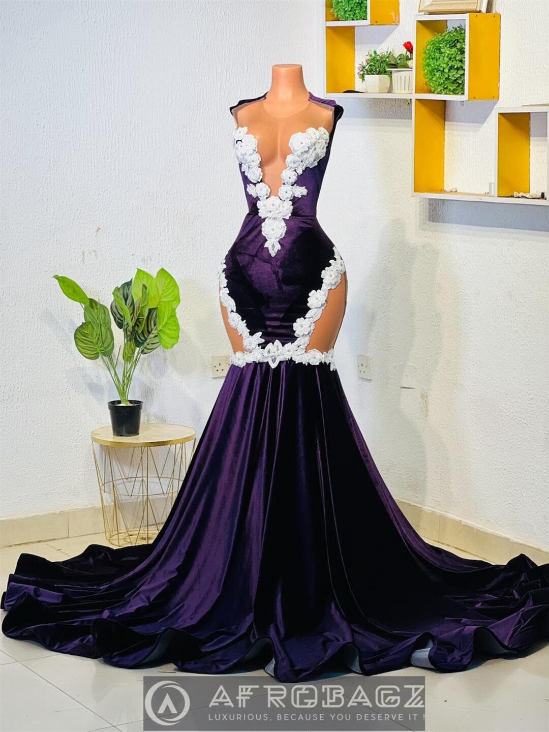 African Prom Dress, Sexy Dress, Luxury Purple Mermaid Prom Dress, Bridesmaid Gown, Evening Gown ...