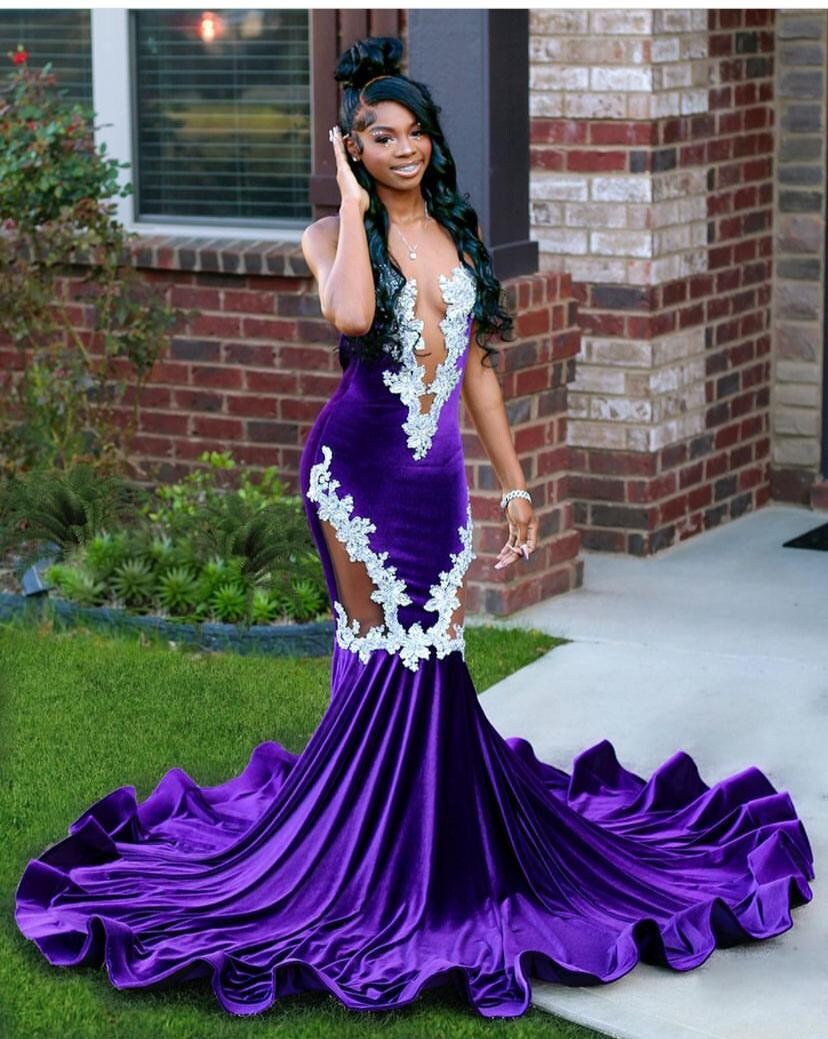 African Prom Dress, Sexy Dress, Luxury Purple Mermaid Prom Dress, Bridesmaid Gown, Evening Gown ...