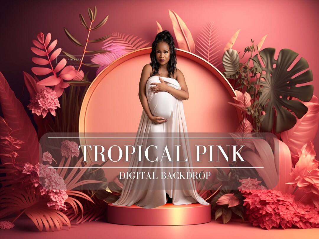 Tropical Pink Maternity Backdrop, Maternity Overlay for Photoshop ...