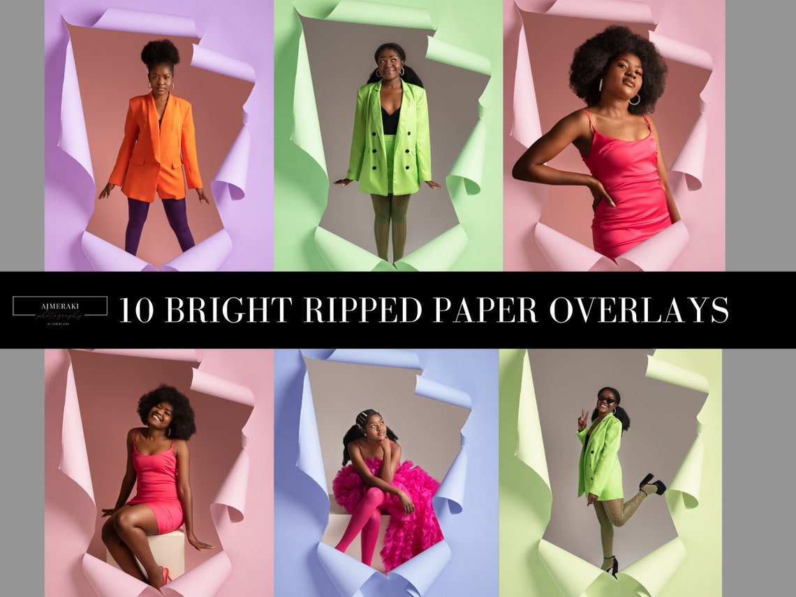 COLORFUL RIPPED PAPER Backdrops Ripped Paper Overlay - Etsy