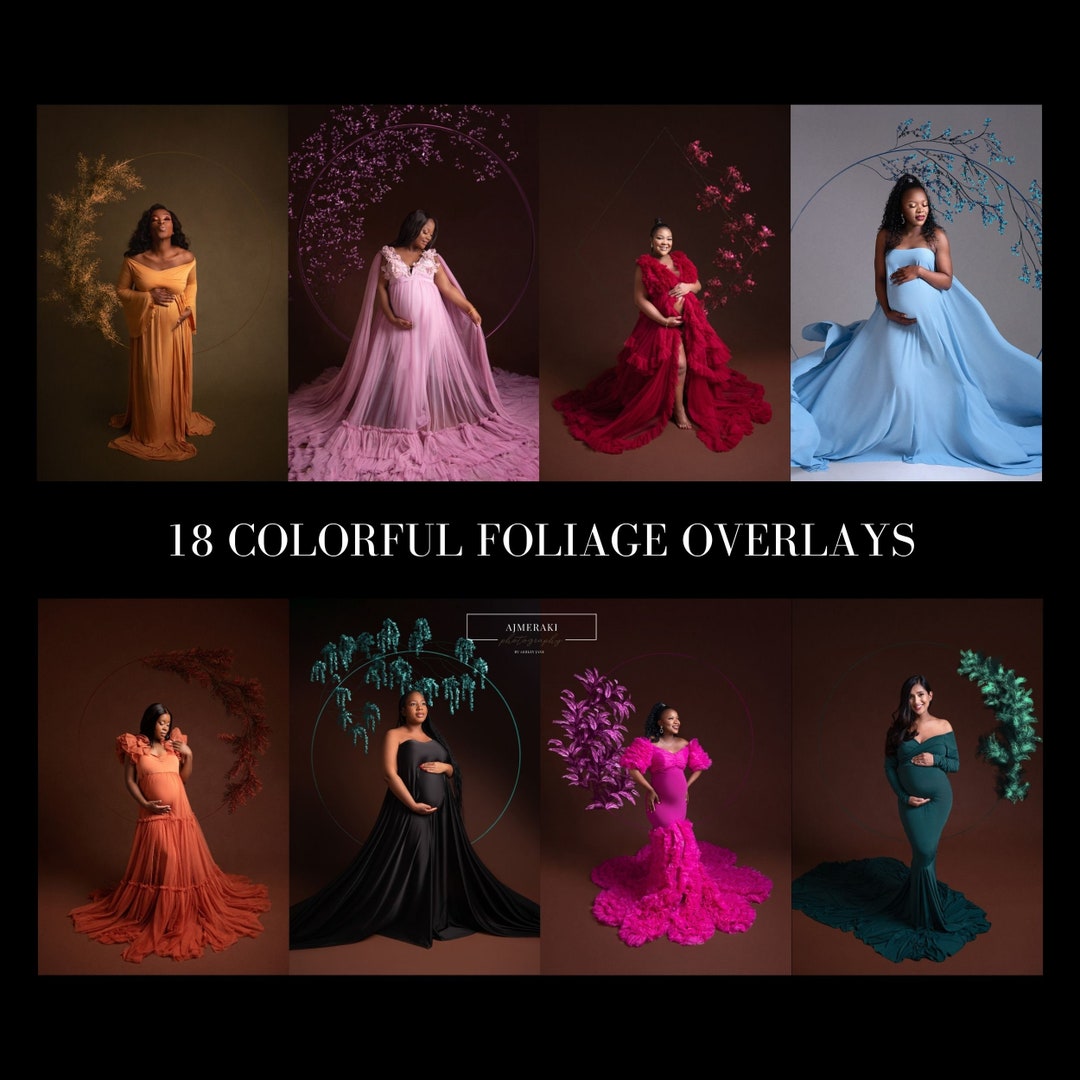 Colorful Foliage Maternity Ring Overlay, Leafy Photoshop Overlay ...