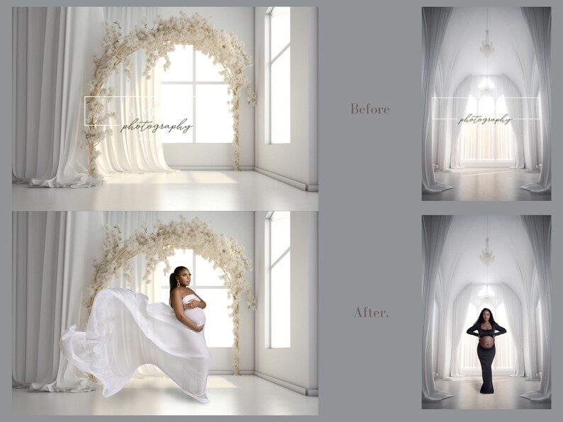 COOL WHITE Maternity Backdrops, Maternity Overlay for Photoshop ...