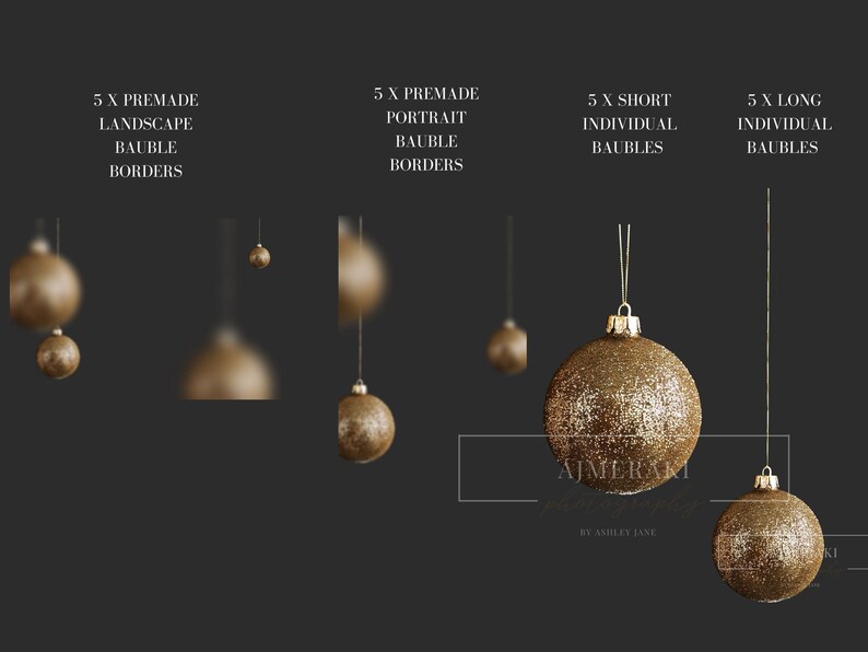 Gold Bauble Christmas Photo Overlays, Sparkly Digital Overlay (PNG) - Etsy