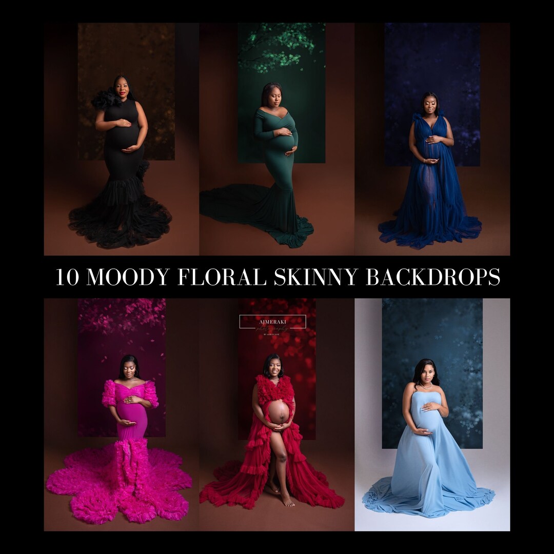 Moody Floral Skinny Canvas Backdrops, Floral Backdrop Overlay ...