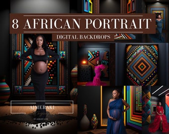 15 African Studio Digital Backdrops, Maternity Overlay for Photoshop ...