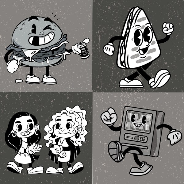 Retro Characters - Etsy